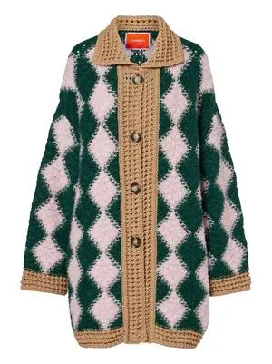 La DoubleJ Crochet Wool-Blend Cardigan Multicoloured