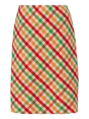 Miu Miu Checked Wool-blend Pencil Skirt - Multicoloured