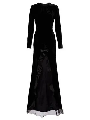 Alessandra Rich Ruched Velvet Gown - Black