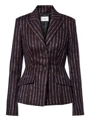 Erdem Pinstripe Wool-blend Blazer - Burgundy