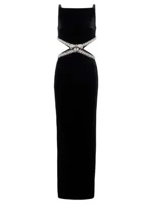 SELF-PORTRAIT Cutout Velvet Maxi Dress - Black