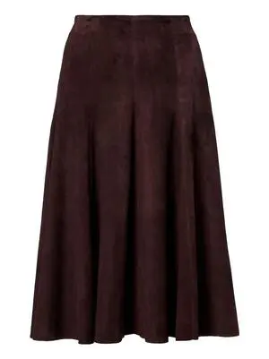 Stouls Suede Midi Skirt - Brown