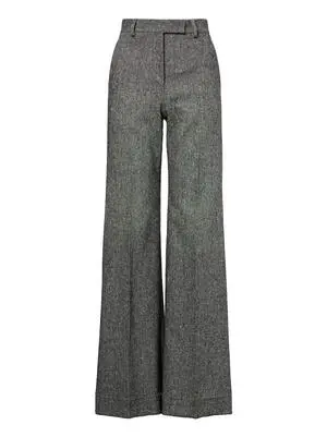 Valentino Garavani High-rise Wool-blend Wide-leg Trousers - Grey