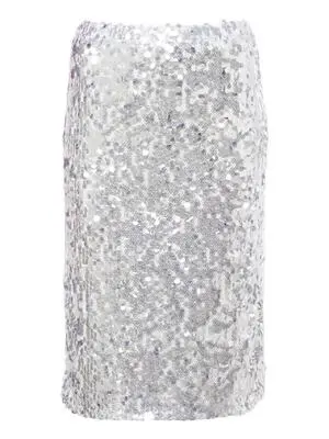 Christopher Esber Opaline Sequined Midi Skirt - Silver