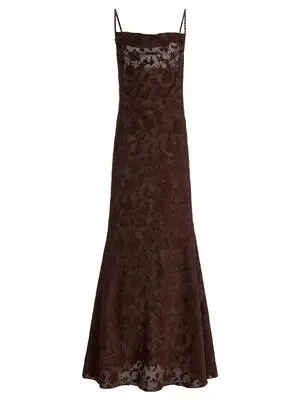 Anna October Veronica Jacquard Maxi Slip Dress - Brown