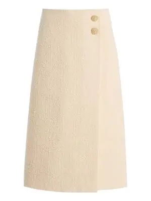 Cara Cara Luca Cotton-wool Blend Boucle Tweed Midi Skirt - White