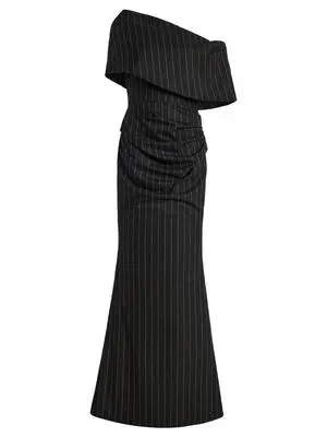 GRETA CONSTANTINE Aloseph Pinstriped Gown - Black
