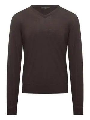 FILIPPO DE LAURENTIIS Wool V-neck Sweater - Brown