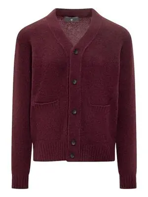 FILIPPO DE LAURENTIIS Wool Cardigan With Pockets Red