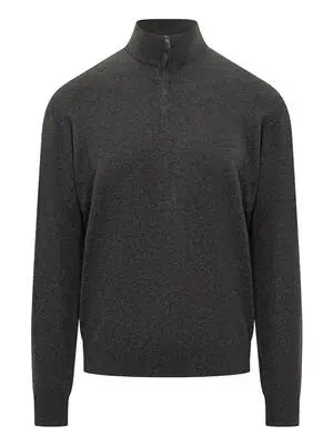 FILIPPO DE LAURENTIIS Wool And Cashmere Half-zip Sweater - Grey