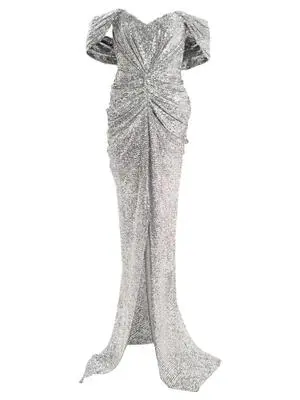 ANA RADU Off-shoulder Maxi Dress - Silver