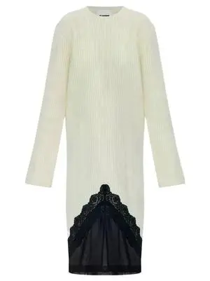 JIL SANDER Lace-panel Midi Dress - Neutrals