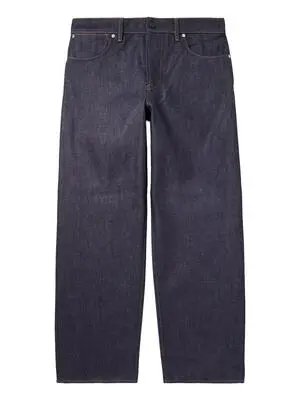 Stone Island Straight-leg Organic Jeans With Logo Appliqu - Blue