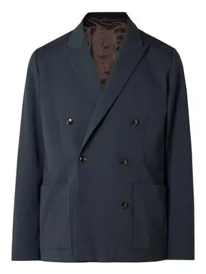 Nn07 Jordin 10002 Double-breasted Wool-blend Twill Blazer - Blue