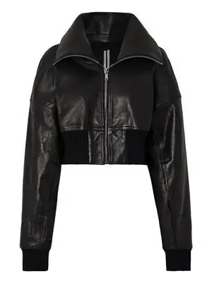 Rick Owens Cropped Padded Leather Jacket - Black