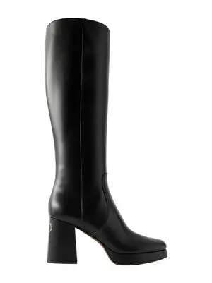 Valentino Garavani Leather Knee Boots - Black