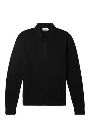 Altea Wool And Cashmere-blend Polo Shirt - Black