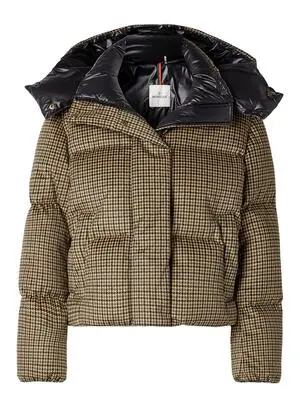 Moncler Quierzy Hooded Houndstooth Down Jacket - Brown