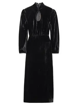 Saloni Domino Cutout Velvet Midi Dress - Black