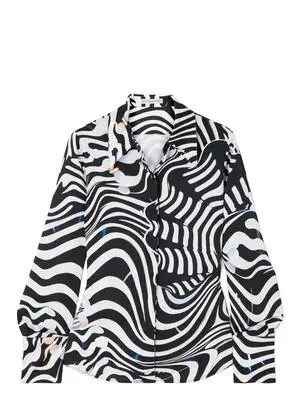 MARY KATRANTZOU Alcott Zebra-print Satin Blouse - Black