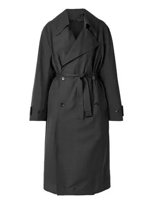 LEMAIRE Double-Breasted Canvas Trench Coat Dark Gray