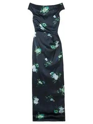 ERDEM Off-the-Shoulder Floral-Print Satin Gown