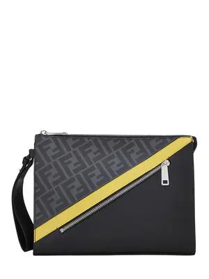 Fendi Zucca Coated Canvas Clutch Black