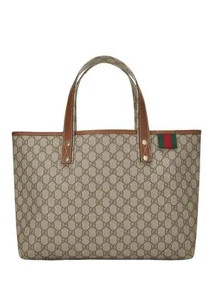 Gucci Gg Supreme Web Loop Tote - Brown