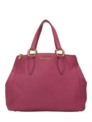 Miu Miu Vitello Daino Double Zip Tote - Pink