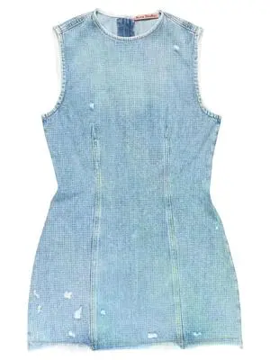 Acne Studios Mini Dress With Frayed Hem - Blue