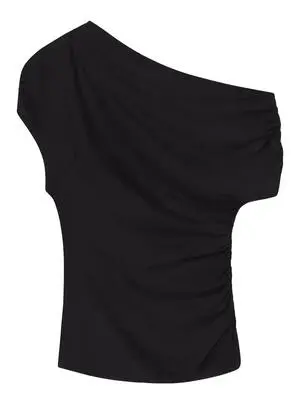 A.L.C. One-shoulder Gathered T-shirt - Black