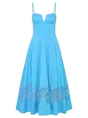 Rebecca Vallance Montreux Lace-panelled Dress - Blue