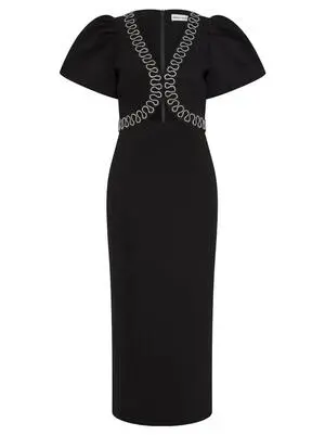 Rebecca Vallance Nyx Puff-sleeve Midi Dress - Black