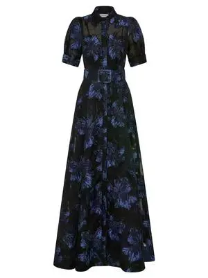Rebecca Vallance Alexandra Floral Belted Maxi Dress - Blue