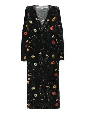 R13 Floral Print Coat - Black