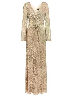 Jenny Packham June Sequin Embellished Maxi Dress - Gold