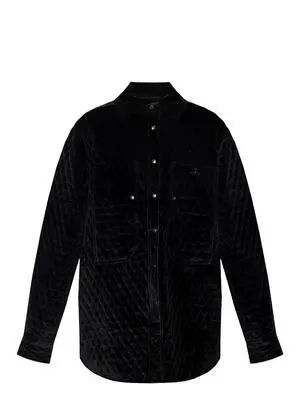 VIVIENNE WESTWOOD Logo-appliqué Quilted Velvet Jacket - Black