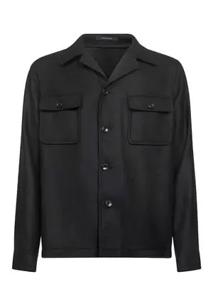 Tagliatore Buttoned Chest-pocket Shirt - Black