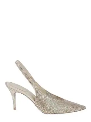 Rene Caovilla Crystal-embellished Slingback Pumps - Neutrals