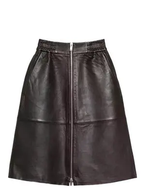 Ba&sh Pona Leather Midi Skirt - Brown