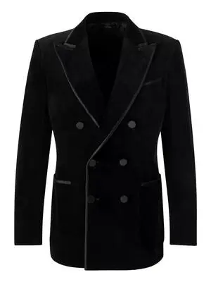 TOM FORD Leather Double-breasted Jacket - Black