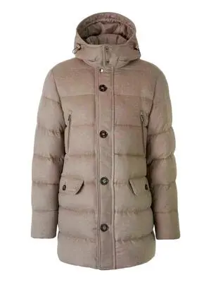MOORER Buttoned Hooded Coat - Neutrals
