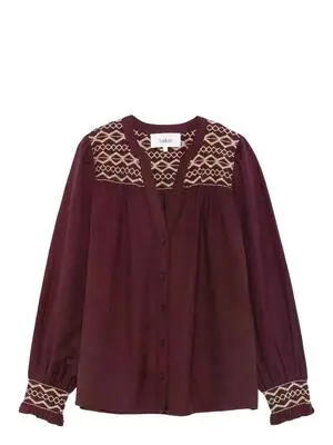 BA&SH Samantha Embroidered Long-Sleeve Shirt