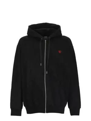 FAMILY FIRST Heart-embroidered Hoodie - Black