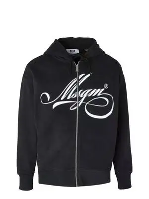 MSGM Zip Hooded Sweater - Black