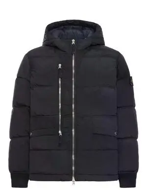 Stone Island Hooded Zip-up Jacket - Black