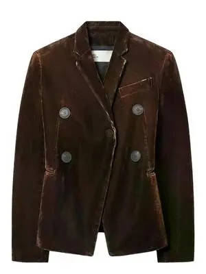 Tory Burch Double-breasted Velvet Blazer - Brown