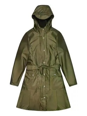 Rains Belted Hooded Raincoat - Green