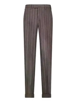PT TORINO Pinstripe Pleated Trousers - Brown