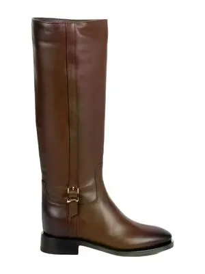 Santoni Buckle Leather Knee-high Boots - Brown